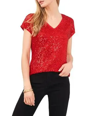 Vince Camuto Sequin Top - Ultra Red