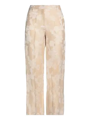 ALYSI Floral Design Straight Leg Pants Beige