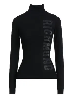 John Richmond Long Sleeve Turtleneck Knit Top Black