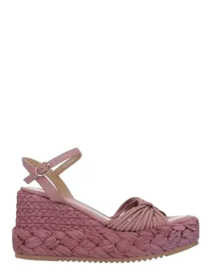 EMANUÉLLE VEE Leather Espadrille Sandals Pink