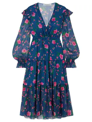 Philosophy Di Lorenzo Serafini PHILOSOPHY Di LORENZO SERAFINI Floral-Print Midi Dress Blue