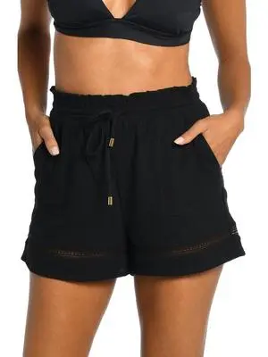 La Blanca La Blanca Beach Cotton Cover-Up Shorts Black