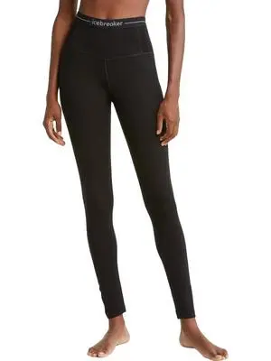 Icebreaker 260 Tech High Waist Wool Base Layer Leggings Black
