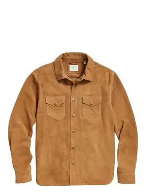 Billy Reid Suede Snap Front Work Shirt Camel