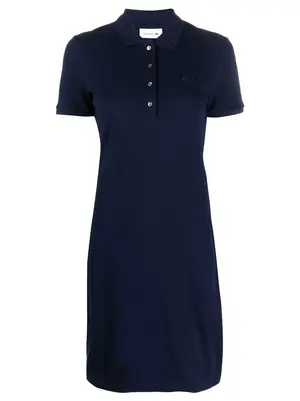 Lacoste Logo-patch Polo Dress - Blue