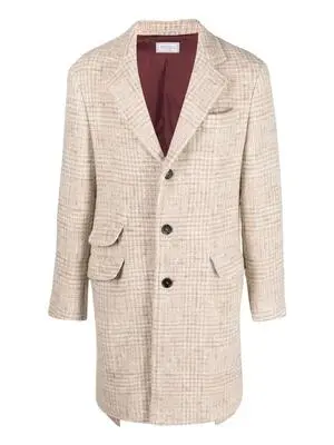 Brunello Cucinelli Check-print Single-breasted Coat - Neutrals