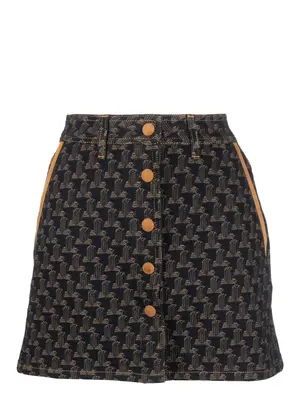 LANVIN Logo-jacquard Denim Skirt - Blue