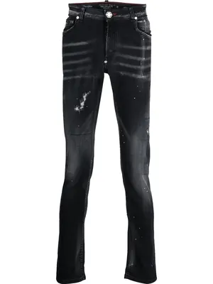Philipp Plein Distressed Skinny-cut Jeans - Black