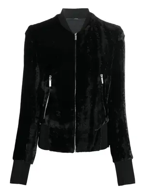 SAPIO Velvet Bomber Jacket - Black