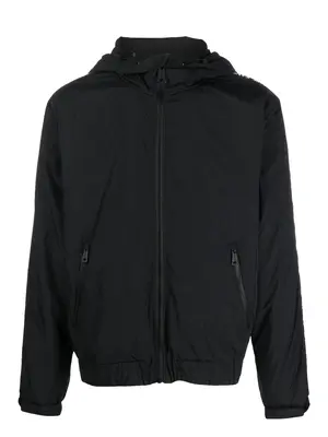 Versace Logo-tape Hooded Jacket - Black