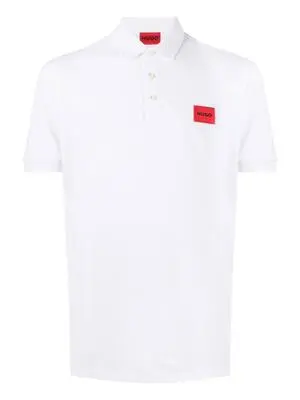 Hugo Logo-patch Cotton Polo Shirt - White
