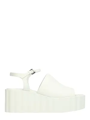 STRATEGIA Leather Wedge Sandals - White