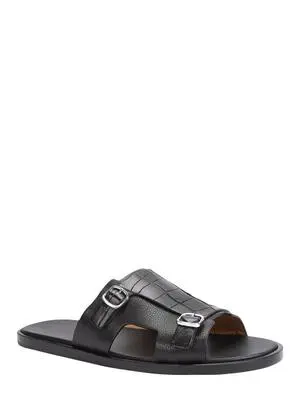 Santoni Crocodile Monk Sandals - Black