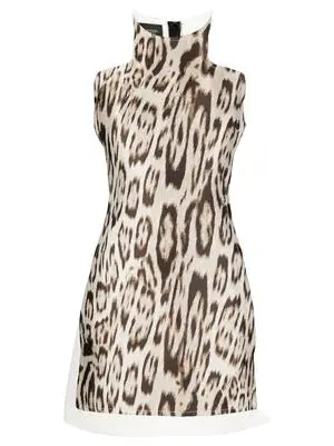 Giambattista Valli Panelled Animal-print Silk Dress - White