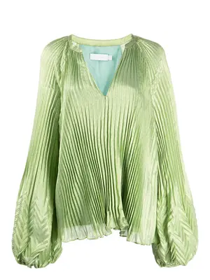 Simkhai Silk-blend V-neck Top - Green