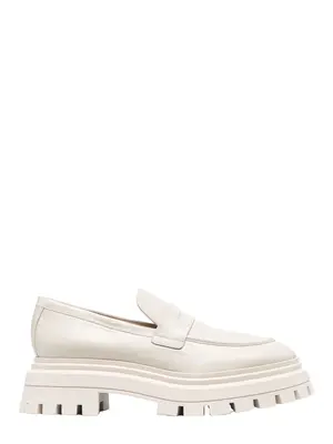 STUART WEITZMAN Stuart Weitzman Almond-Toe Leather Loafers Neutrals
