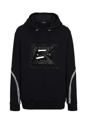 Balmain Embellished Pullover Hooded Sweatshirt - Black