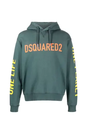 Dsquared2 Slogan-print Cotton Hoodie - Green