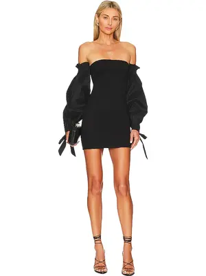 Majorelle Sky Off-shoulder Mini Dress - Black