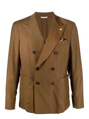 MANUEL RITZ Double-breasted Wool Blazer - Brown