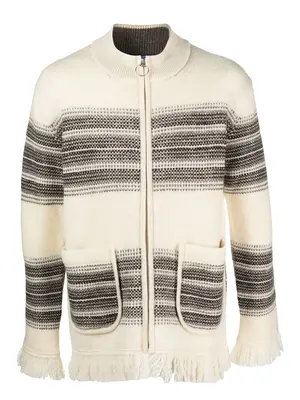Junya Watanabe Stripe-pattern Zip-up Cardigan - Neutrals