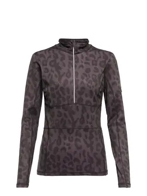 JETSET Jet Set Leopard-Print Mockneck Ski Top