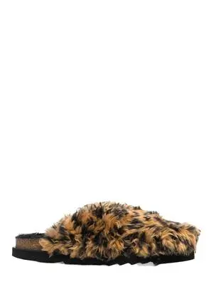 Palm Angels Leopard-print Slides - Brown