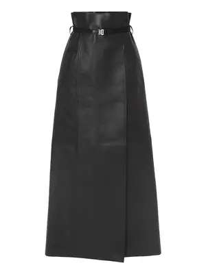 GIVENCHY Belted Leather Maxi Skirt