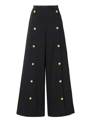 Rosetta Getty Wool-blend Twill Wide-leg Pants - Black