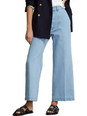 Ralph Lauren High-Rise Wide-Leg Cropped Jean Geffen Wash