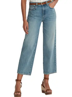 Ralph Lauren High-Rise Wide-Leg Cropped Jean Skye Wash