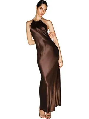 REFORMATION Jeany Silk Dress - Brown