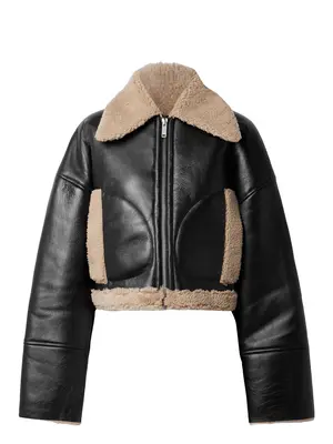 HALFBOY Cropped Shearling Jacket - Black