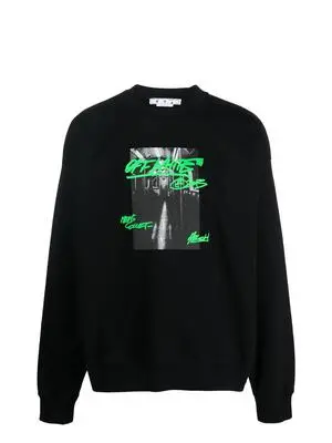 Off-White Graphic-print Cotton Sweatshirt - Black
