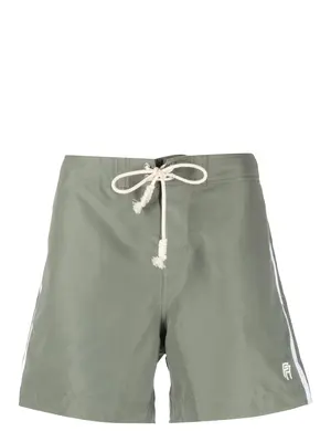 Palm Angels Logo-embroidered Side Stripe Swim Shorts - Green