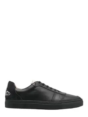 VIVIENNE WESTWOOD Logo-print Calf Leather Sneakers - Black