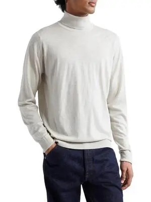 John Smedley Richard Turtleneck Merino Wool Sweater - Grey Fleece