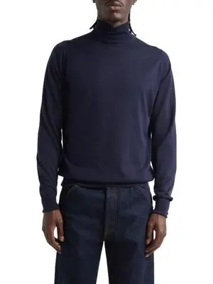 John Smedley Richard Turtleneck Merino Wool Sweater - Navy