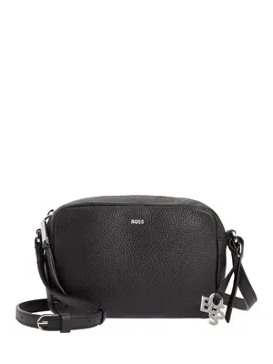 BOSS Leather Crossbody Bag Black