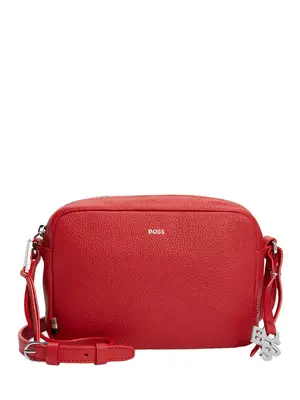 BOSS Leather Crossbody Bag Bright Red