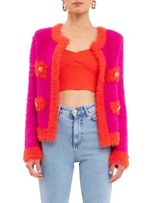 Endless Rose Endless Rose Colorblock Cardigan Fuchsia Combo