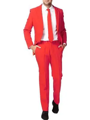 Opposuits Red Devil Slim Fit Two-piece Suit & Tie Set - Medium Red