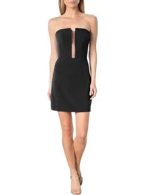 Dress The Population Strapless Mini Dress With Illusion Inset - Black