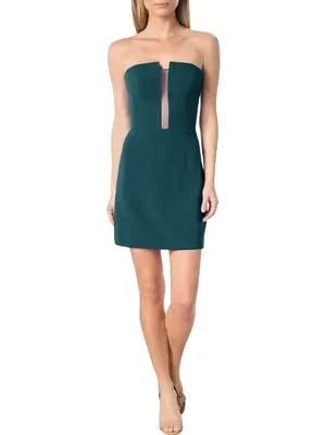 Dress The Population Dress The Population Strapless Mini Dress With Illusion Inset Pine
