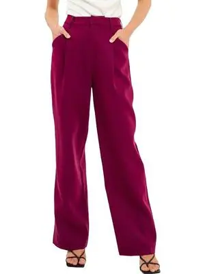 Endless Rose Classic Pleated Suit Trousers Berry Violet