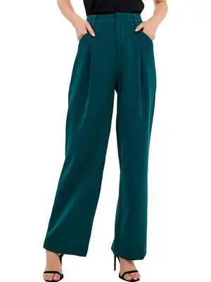 Endless Rose Classic Pleated Suit Trousers - Emerald