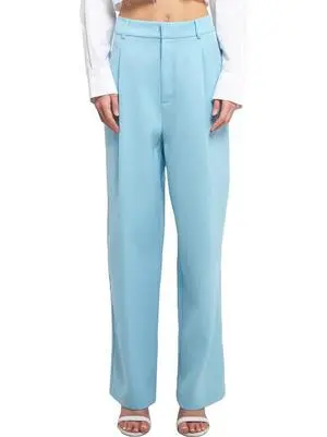 Endless Rose Classic Pleated Suit Trousers Ocean Blue