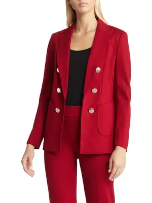 Anne Klein Anne Klein Faux Double Breasted Blazer Titan Red