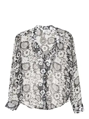AMIR SLAMA Floral Print Silk Shirt - Black