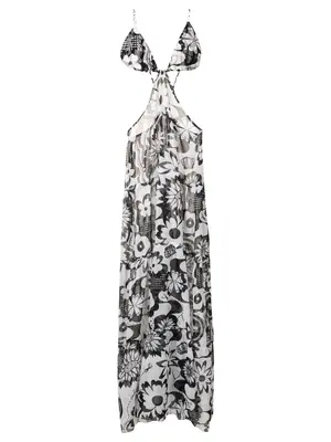 AMIR SLAMA Floral-print Maxi Dress - White